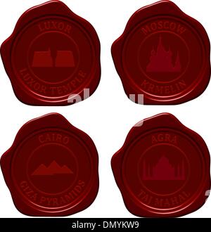 Collection de cire rouge Stamp Set Copy Space Vector Image Vectorielle ...