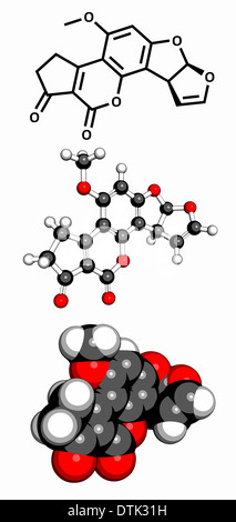 L'aflatoxine B1, molécule cancérogène contaminant alimentaire structure ...