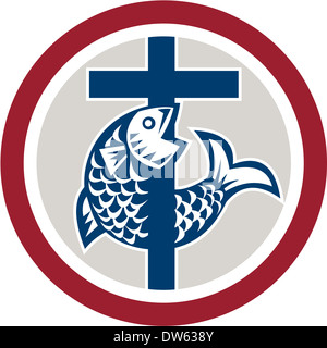 Poissons avec croix symbole chrétien Photo Stock - Alamy