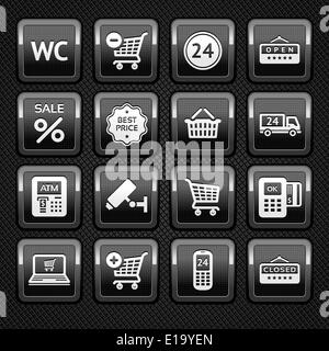 Définir les services de supermarché, magasins de pictogrammes, icônes ...