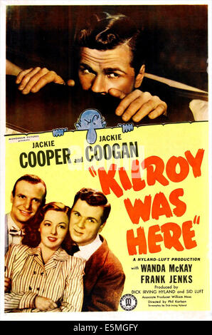 KILROY était ici, à partir de la gauche : Jackie Coogan, Wanda McKay, Jackie Cooper, 1947 Photo ...