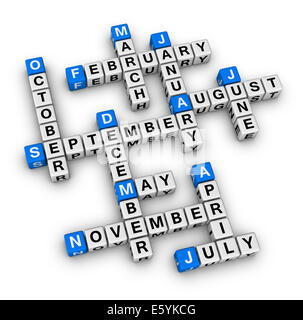 Mois de l'année mots croisés Photo Stock - Alamy
