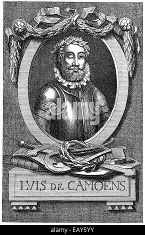 Luis de Camoes (Luís Vaz de Camões). Poète portugais. Illustration d ...