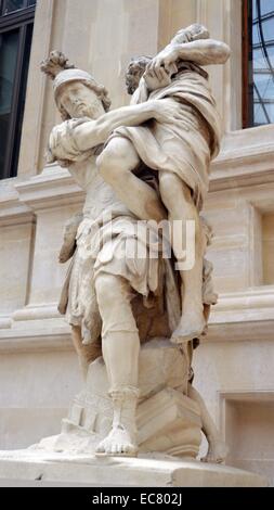 Statue en marbre d'Énée et de Marin : Blouse par Pierre Lepautre, un ...