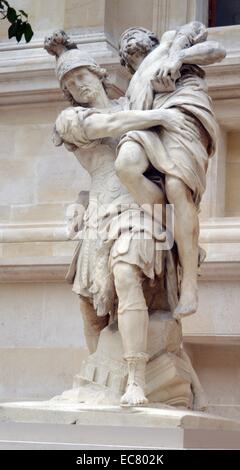 Statue en marbre d'Énée et de Marin : Blouse par Pierre Lepautre, un ...