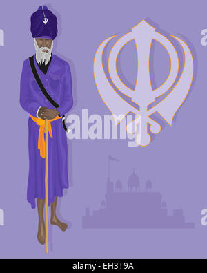 Une illustration d'un Sikh habillé traditionnellement l'homme et la ...