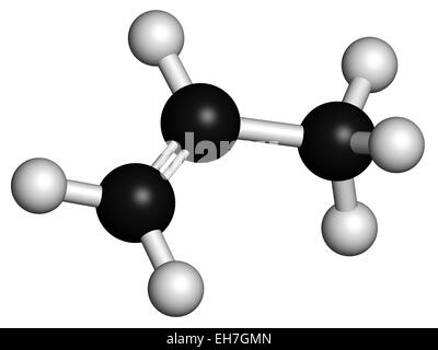 Le propène (propylène) molécule. polypropylène (PP, polyprene) building ...