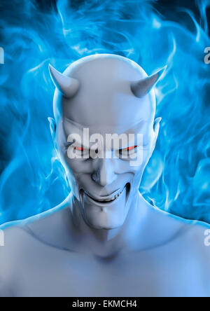 Red Devil satan ou Lucifer cartoon démon face avec cornes et d'une ...