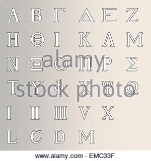 Les lettres de l'alphabet grec avec les chiffres Vecteurs Et ...