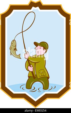 Caricature de l'homme ou le pêcheur La pêche sur la rivière ou lac la ...