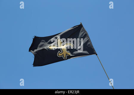 Une photographie d'un drapeau affichant l'emblème de la Nouvelle ...