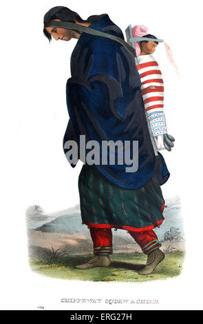 Chippeway Ojibwe Femme Et Enfant Native American Woman De La Tribu