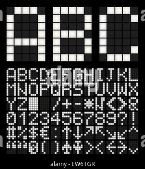 Alphabet de pixels. Police rétro 8 bits, type pour score de jeu vidéo ...
