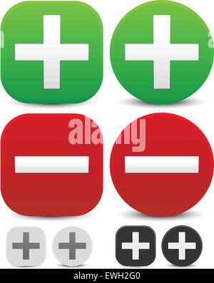 De plus, le signe moins. Addition, soustraction d'icônes, de symboles ...