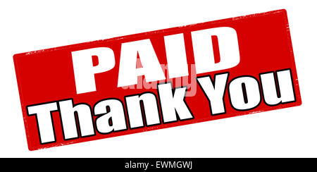 Stamp avec texte payé merci à l'intérieur, illustration Photo Stock - Alamy