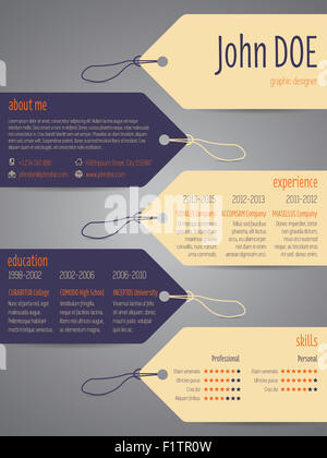 Cv curriculum vitae cv template design avec flèche style ruban Photo Stock - Alamy
