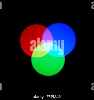 Couleurs primaires additives. Avoir trois voyants de couleur sur une ...