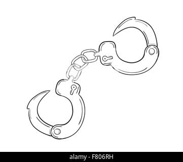 Dessin des menottes dessiné à la main Image Vectorielle Stock - Alamy