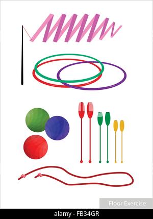 Illustration Collection de matériel de gymnastique artistique, à simple ...