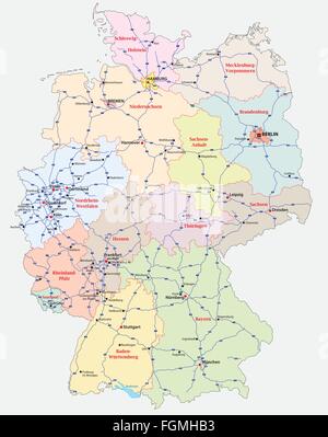 Carte autoroute Allemagne Image Vectorielle Stock - Alamy