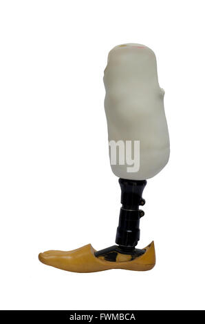 Prothèse de jambe et pied isolé. Prothèse de jambe artificielle sur un ...