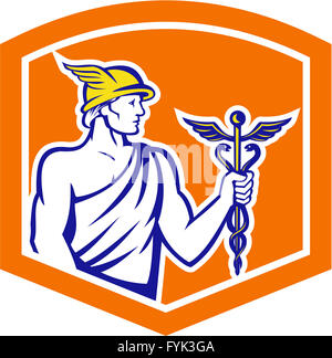 Le personnel du mercure caducée Holding Retro Photo Stock - Alamy