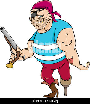 Cartoon Illustration de The Game of Officer avec pilon Photo Stock - Alamy