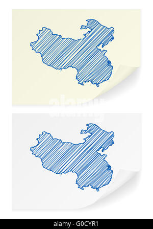 Chine croquis scribble carte dessinée sur ordinateur portable à l'école ...