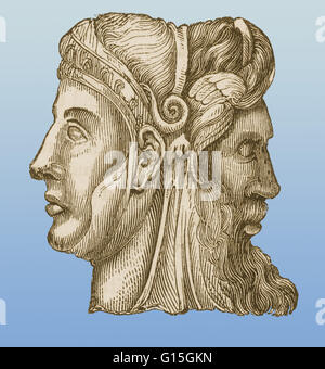 Janus à deux faces : dieu romain, gardien de la porte du ciel. La ...
