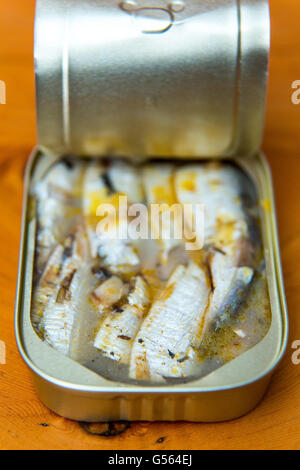 Sardines en Boîte dans l'eau de source Photo Stock - Alamy