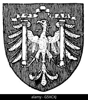heraldry, armoiries, France, armes de ville, Rouen, gravure en bois ...