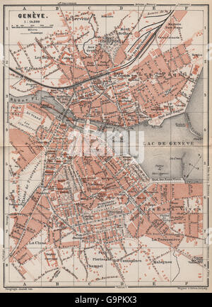 Genève GENÈVE GENF. Plan Plan de la ville ville vintage. La Suisse ...
