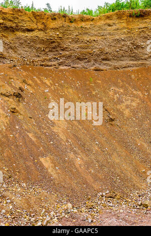 Mur de l'érosion du sol dans une gravière ou une carrière dans la ...