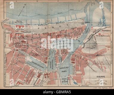 Ville de Dieppe plan de la ville. Seine-Maritime. La carte graphique ...