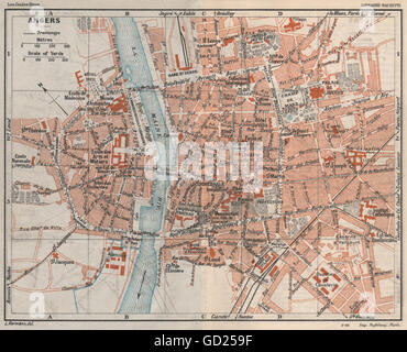 Plan de la ville ANGERS ville antique de la ville. Maine-et-Loire carte ...