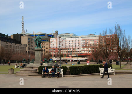 Géographie / billet, de la Suède, Stockholm, monuments, statue de 'la ...