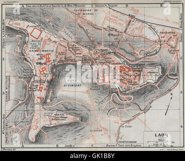 LAON. Vintage town city ville plan carte carte. L'Aisne, 1922 Photo ...