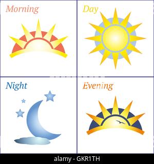 Matin Jour Soir Nuit icon set Image Vectorielle Stock - Alamy