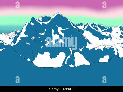 Le mont Everest, de secours, de la hauteur des montagnes. Carte de l ...