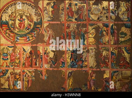 Triptyque de l'huile et feuille d'or avec des scènes de l'apocalypse ...