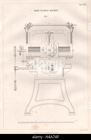 VICTORIAN DESSIN TECHNIQUE. Raboteuse par Archibald Mylne, Glasgow 1847 ...