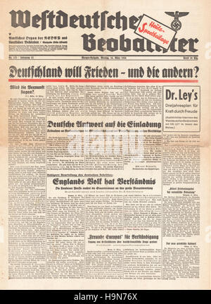1936 Westdeutscher Beobachter front page des Jeux Olympiques d'hiver à ...