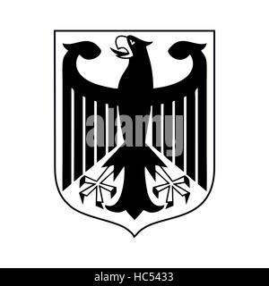 Armoiries de l'Allemagne, l'aigle noir sur un champ jaune, 3D render ...