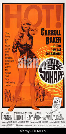SIX STATIONS-SAHARA, US affiche, Carroll Baker (à gauche), en haut de gauche à droite : Carroll ...