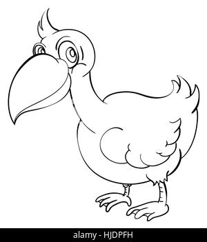 Illustration au trait d'un oiseau pélican en noir et blanc. L ...