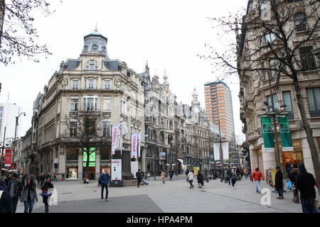 La rue commerçante Meir à Anvers, Belgique Photo Stock - Alamy