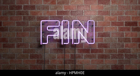 Fin en néon - Glowing Neon Sign sur mur brickwall - rendu 3D ...