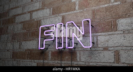 Fin en néon - Glowing Neon Sign sur mur brickwall - rendu 3D ...