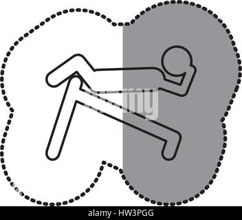 Pictogramme autocollant de contour monochrome avec formation abdominale ...