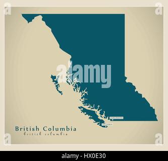 Carte de la Colombie-Britannique, Canada. Carte touristique simple de ...
